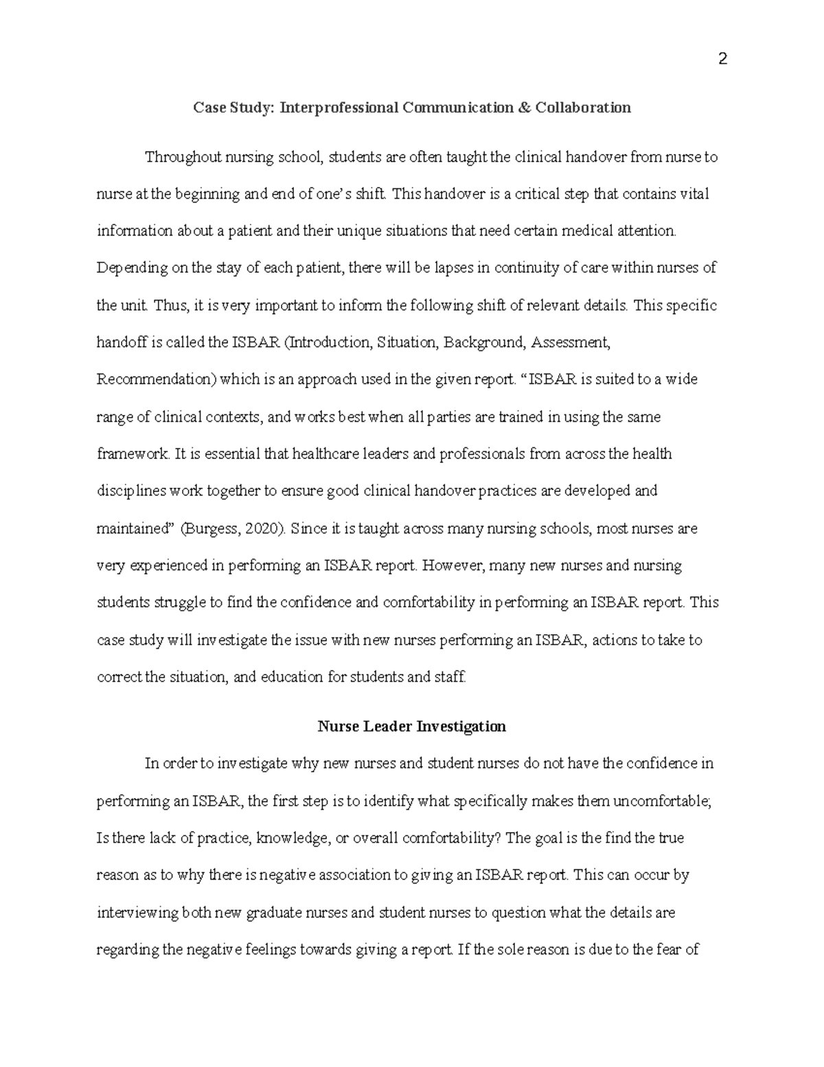 Week 6 Case Study: Interprofessional Communication and Collaboration ...