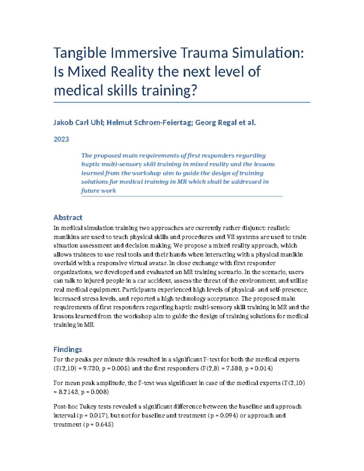 Tangible Immersive Trauma Simulation Is Mixed Reality the next level of ...