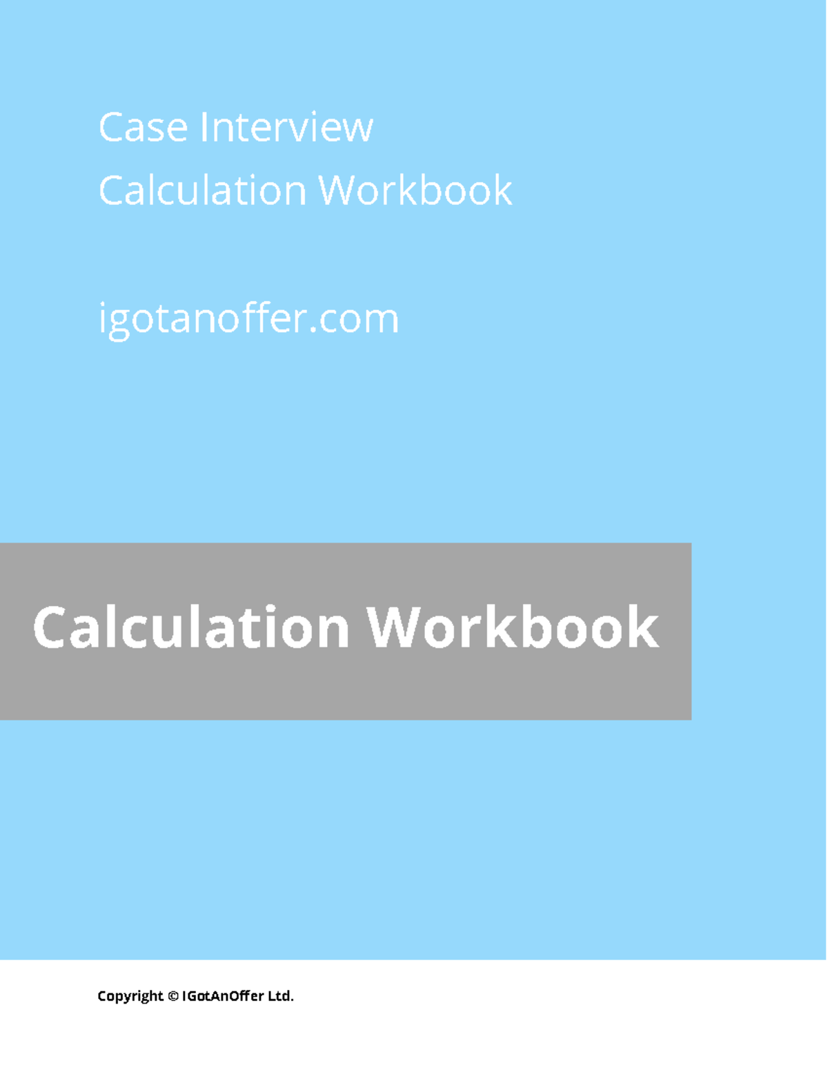 Calculation Workbook - Case solving book - Case Interview Calculation ...