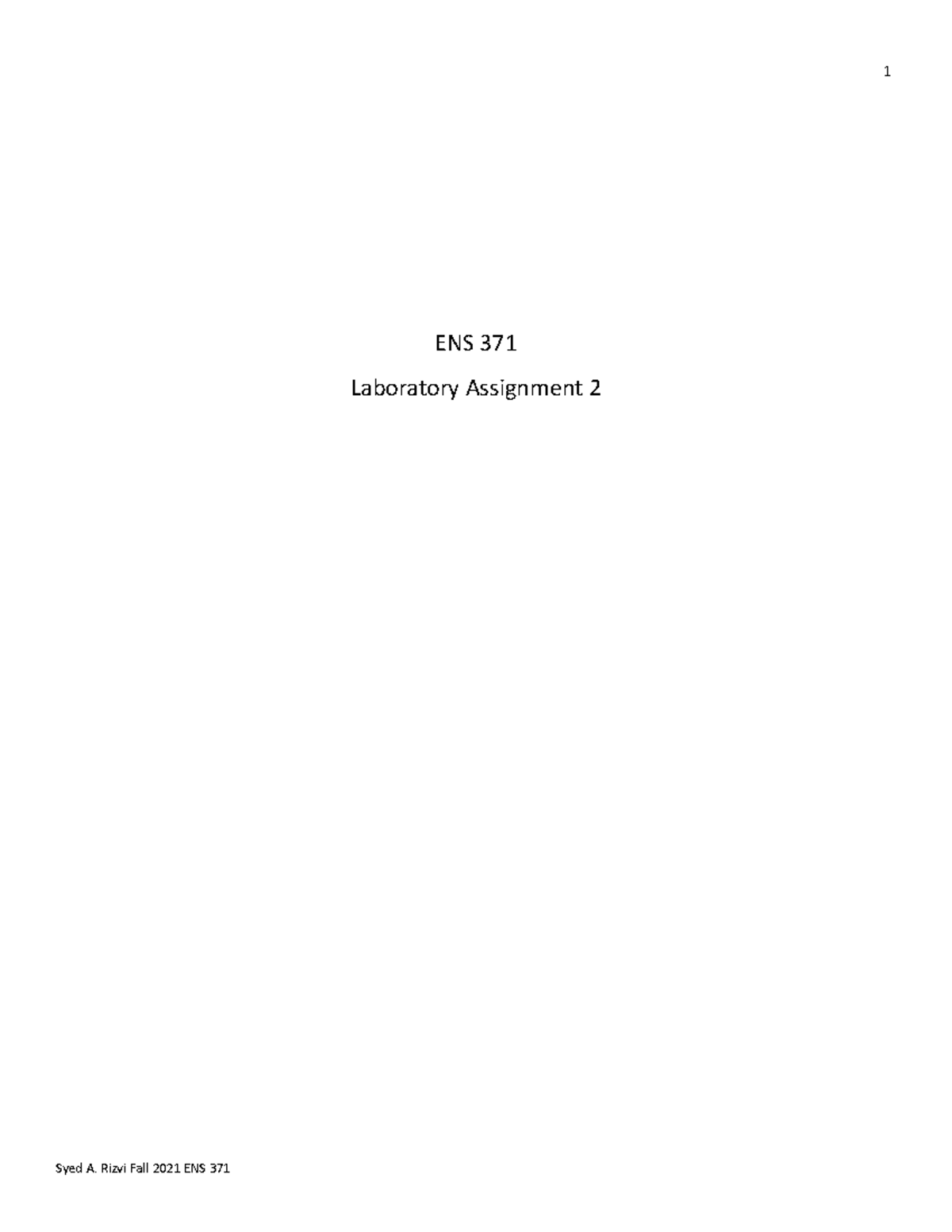 Lab-Assignment-2 - ENS 371 LAB1 - ENS Laboratory Assignment Laboratory Assignment 2 Objective ...
