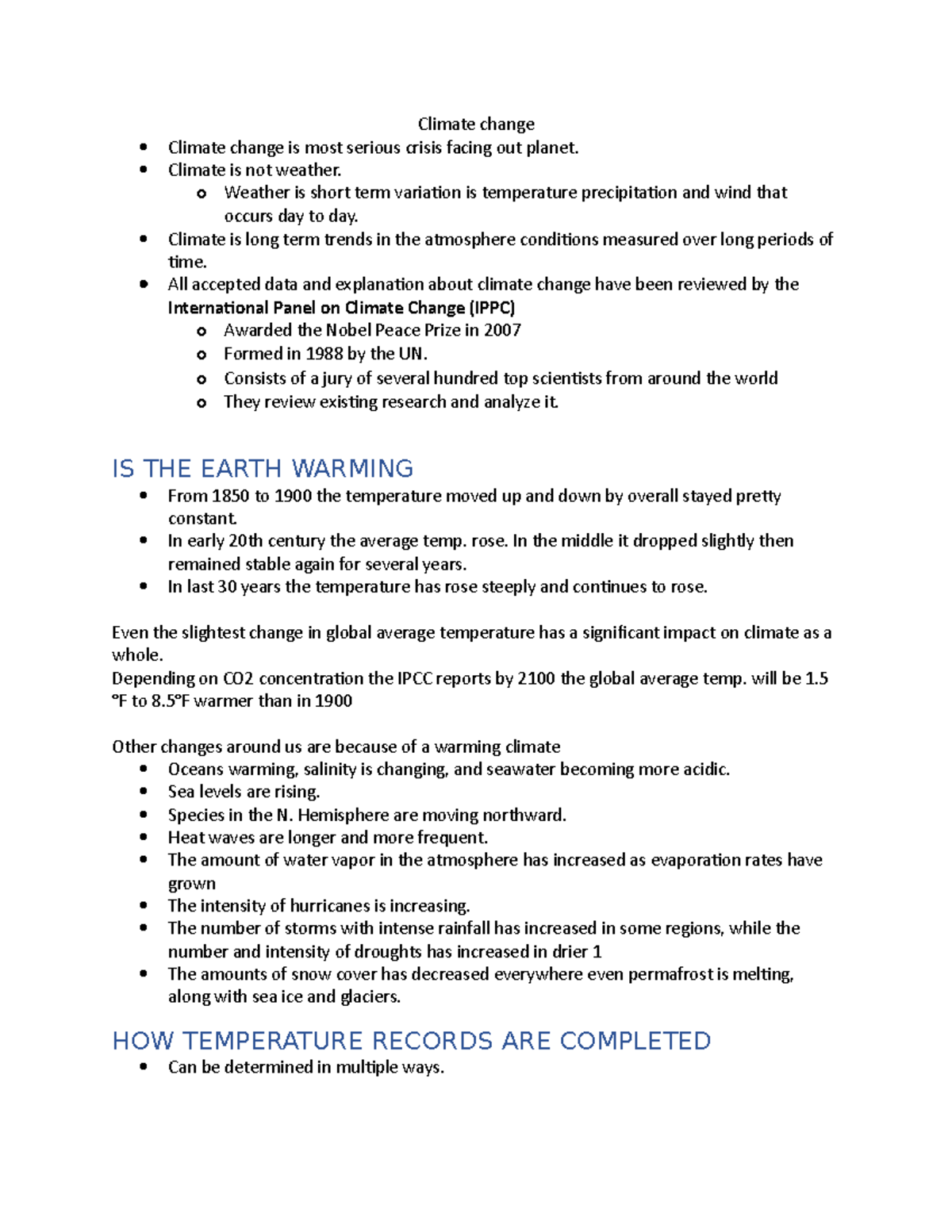 Climate change chap6 - SUST 101 - Studocu