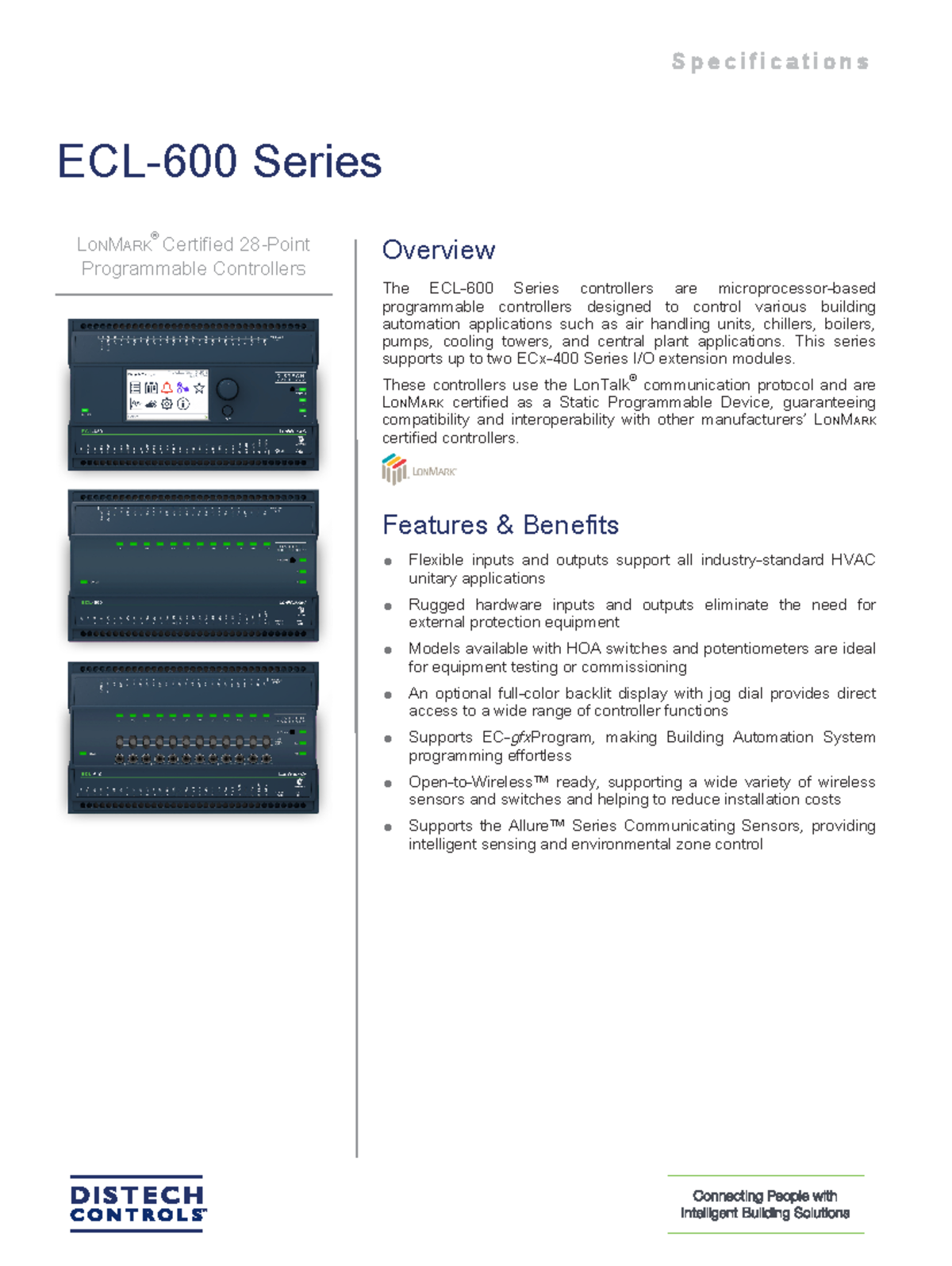 ECL-600 Series SP - Overview The ECL-600 Series controllers are ...