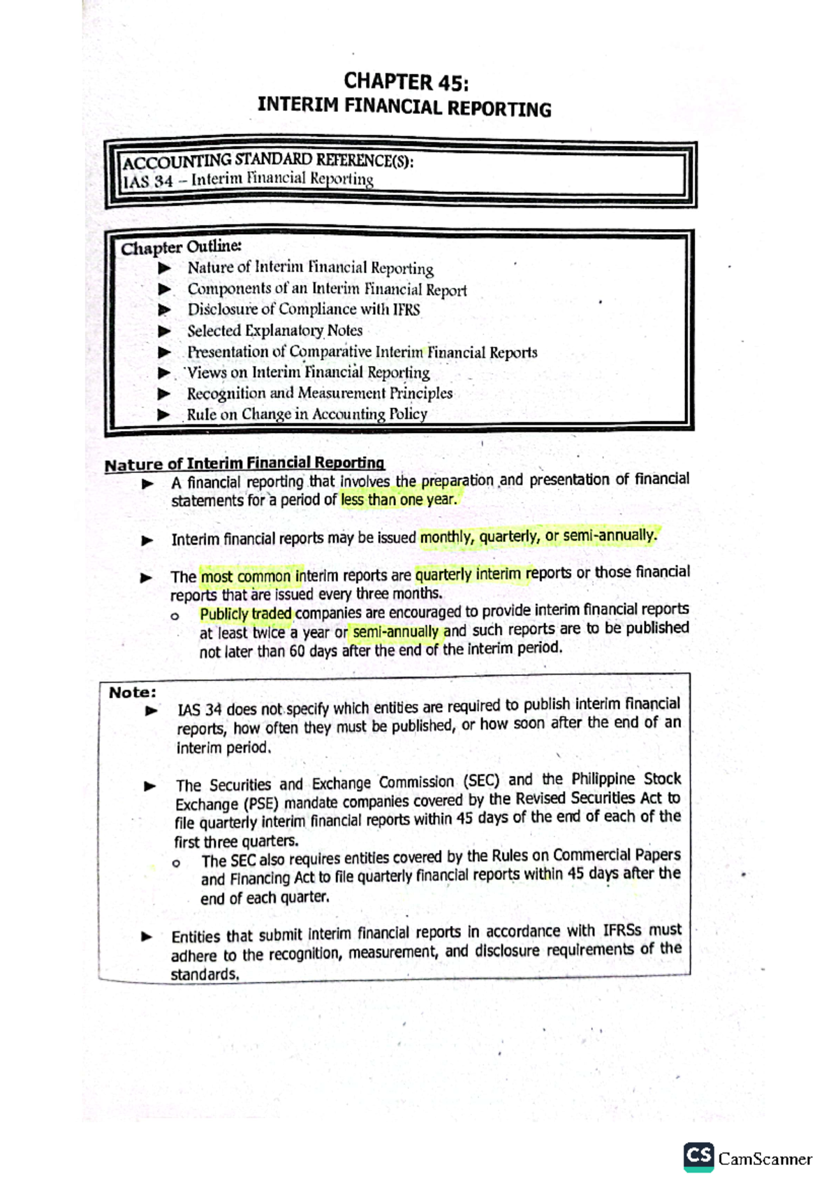 Interim Financial Reporting - Interim financial reports may be issued ...