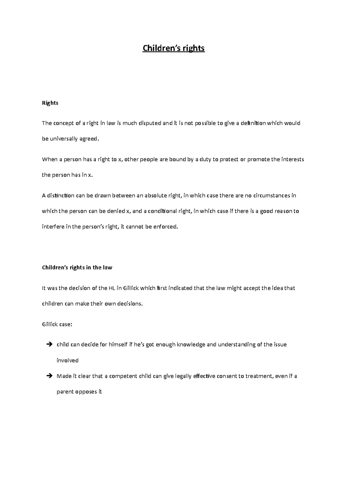 Children's rights - Children’s rights Rights The concept of a right in ...