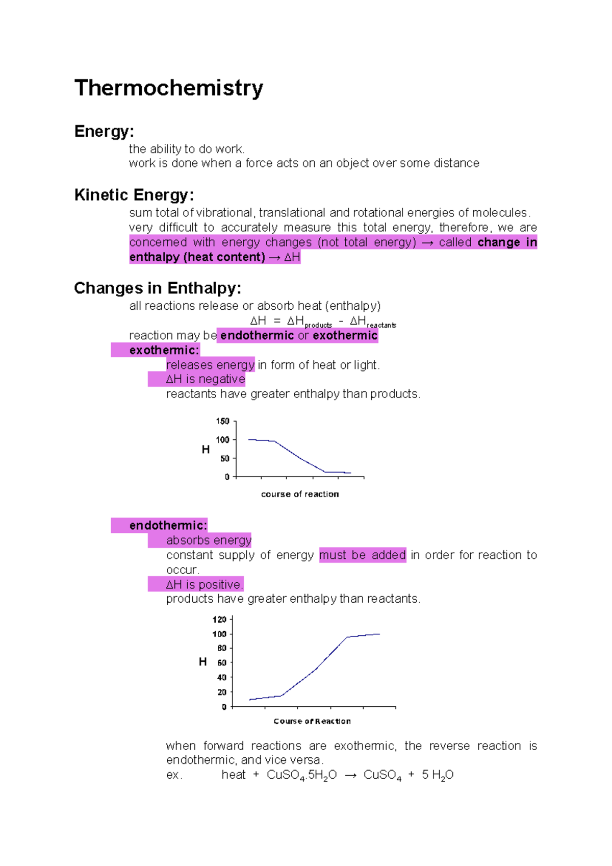 Thermochemistry Energy and Enthalpy Changes - Studocu