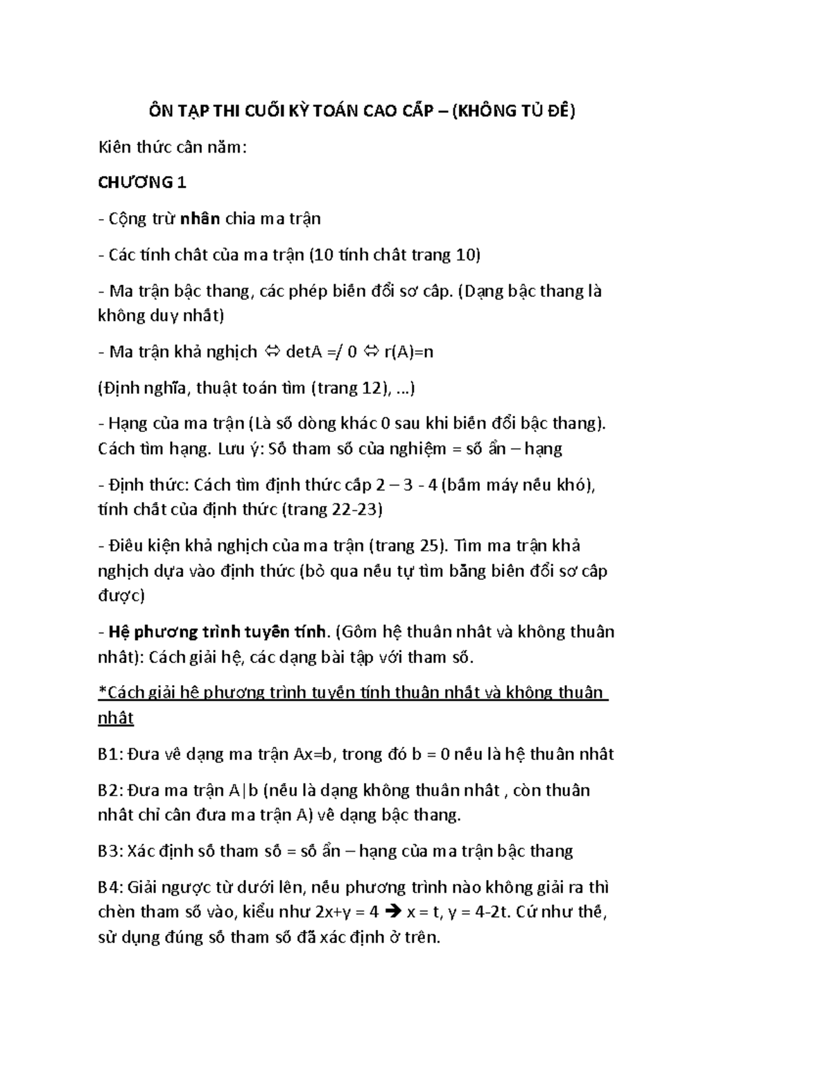 Decuongtoancaocap - De Cuong - ÔN T ẬP THI CUÔỐI KỲ TOÁN CAO CẤỐP ...