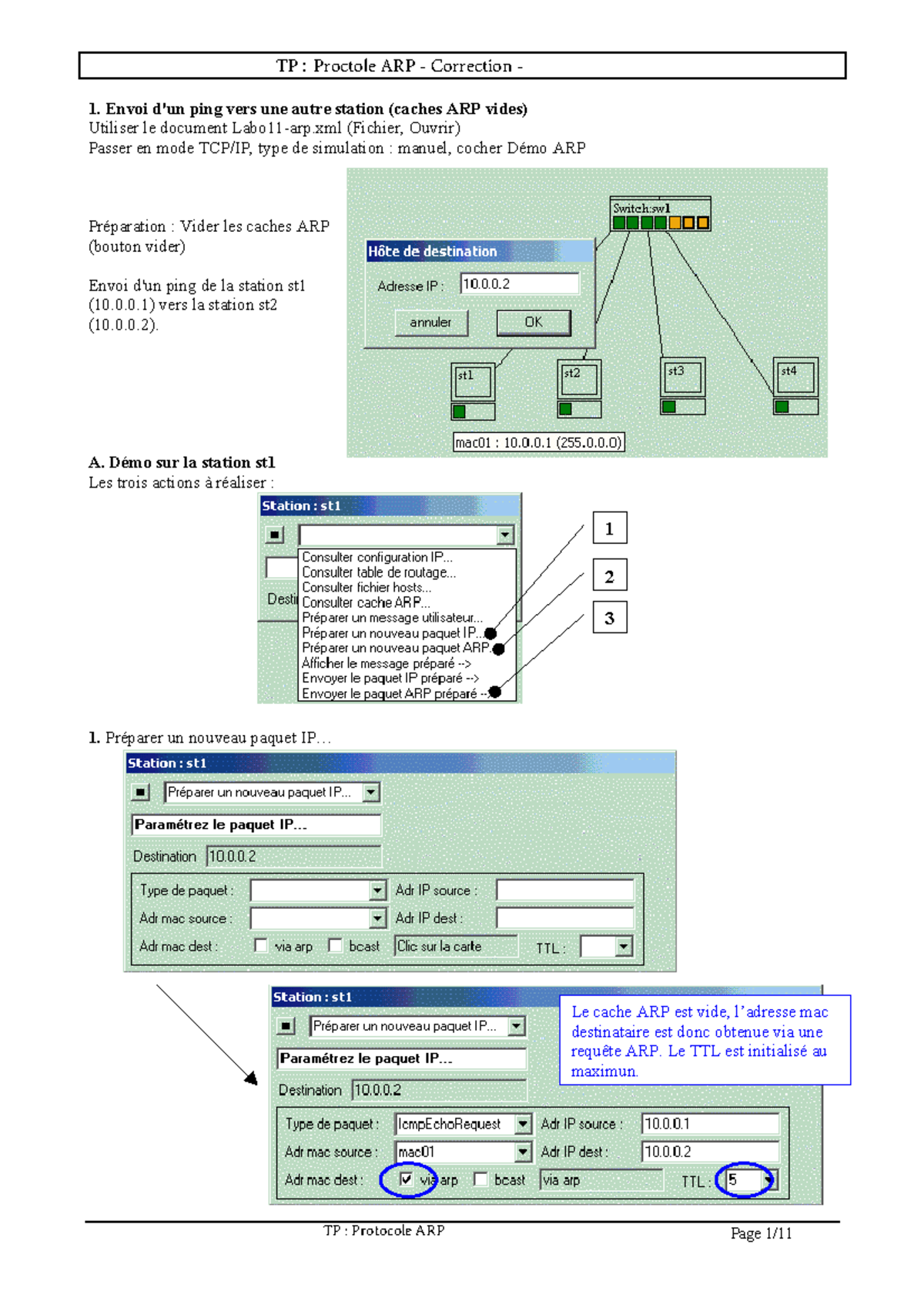 Correction TP ARP - Cours et exercices d'informatique - TP : Protocole ARP TP Proctole - Studocu