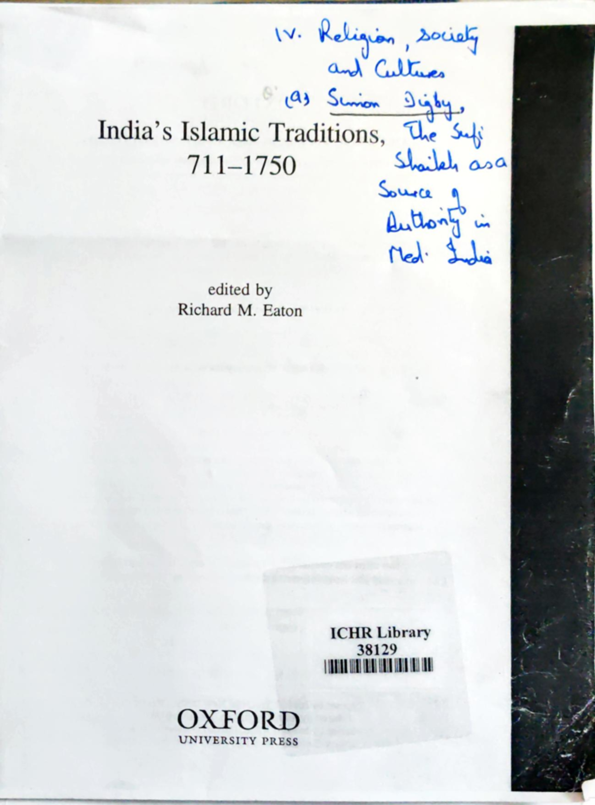 Richard M. Eaton,The Sufi Shaikh as a Source of Authority - 22518 - Studocu