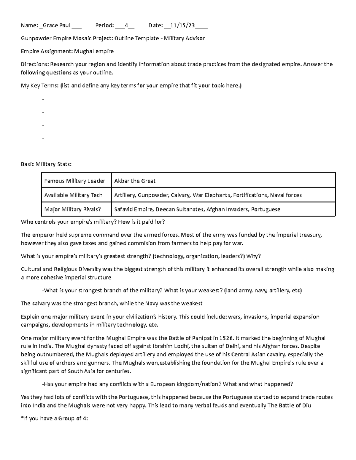 U3 Capstone Project Outline Template - Military Advisor - Name: Grace ...