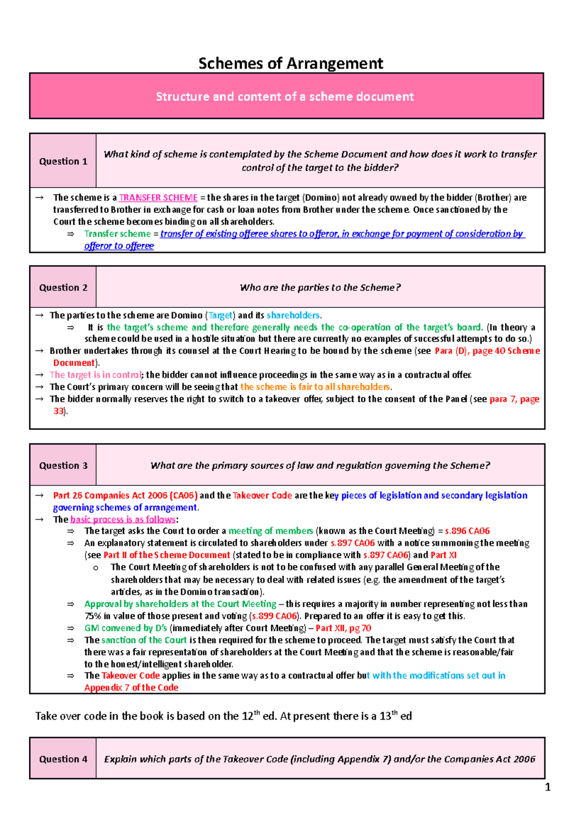 ACQ WS9 - Mergers and Acquisition Workshop 9 notes Legal Practice ...