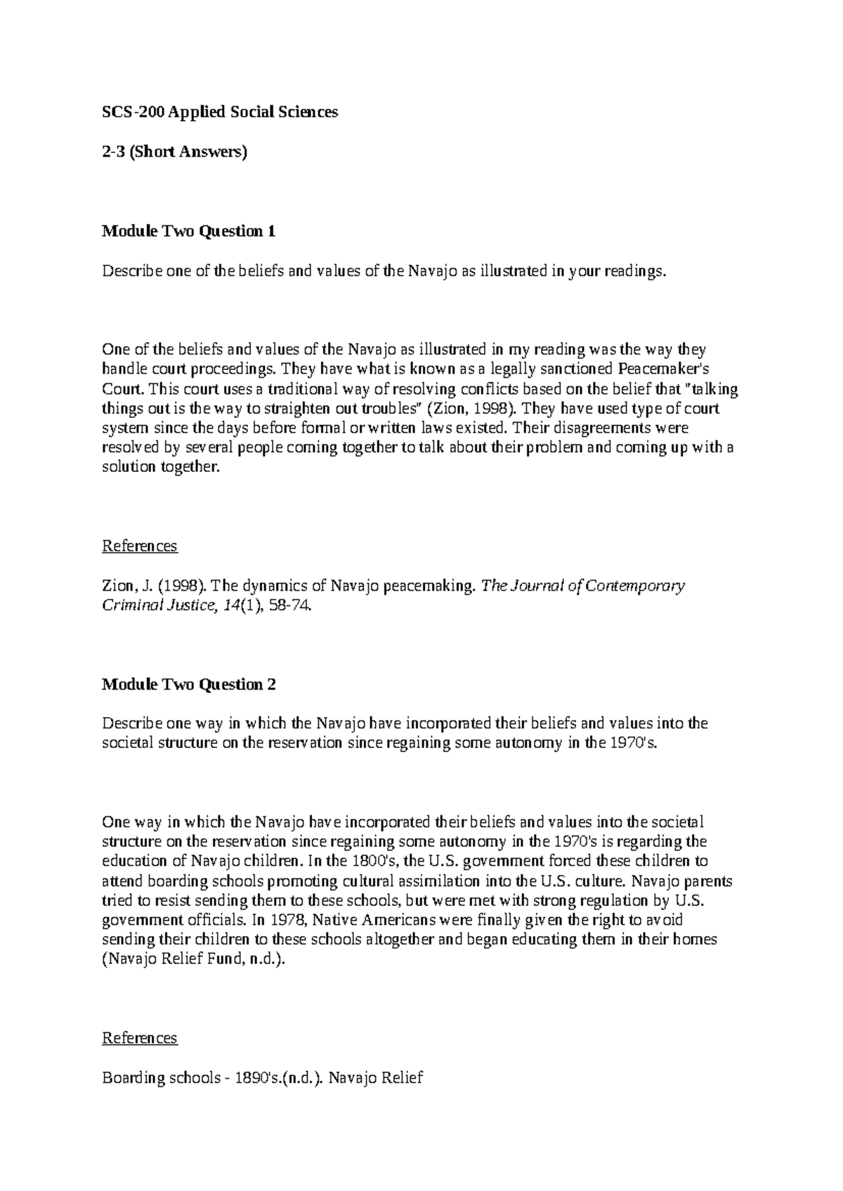 SCS-200 Applied Social Sciences 2-3 Short Answers - SCS-200 Applied ...