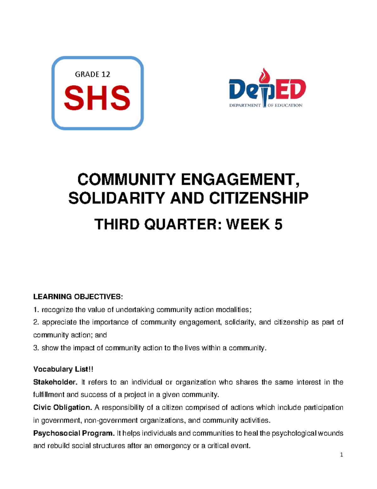 WEEK5-c Ommunity-finale - COMMUNITY ENGAGEMENT, SOLIDARITY AND ...
