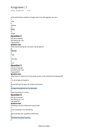 IOP2603 - Unisa - Ergonomics - Studocu