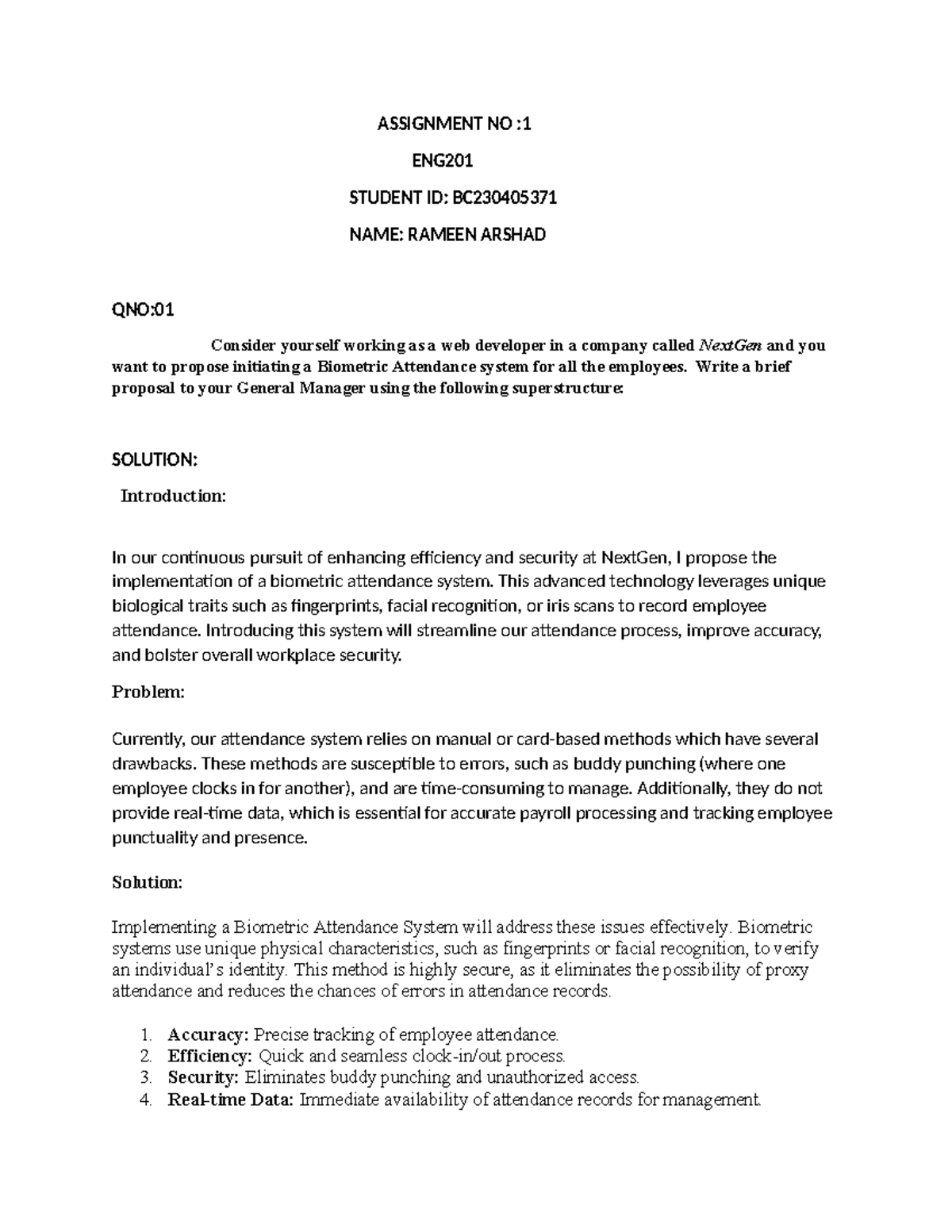 Eng201 Assignment No 1 Nothing Assignment No Eng Student Id Bc