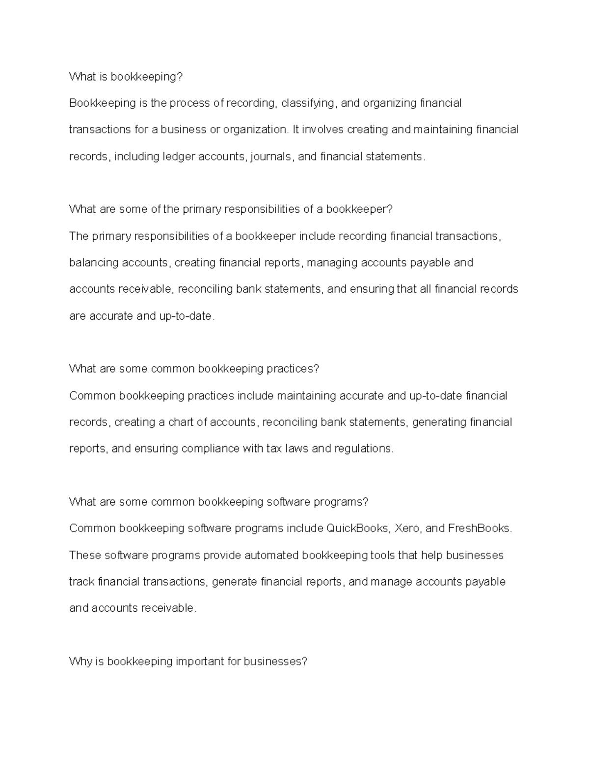 Bookkeeping Accounting lecture notes - What is bookkeeping? Bookkeeping ...