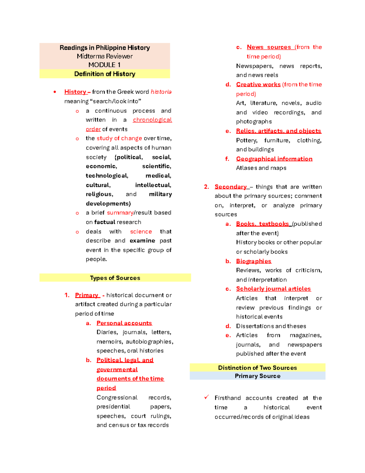 RPH Midterm Reviewer - Definition of History and Historical Criticism ...