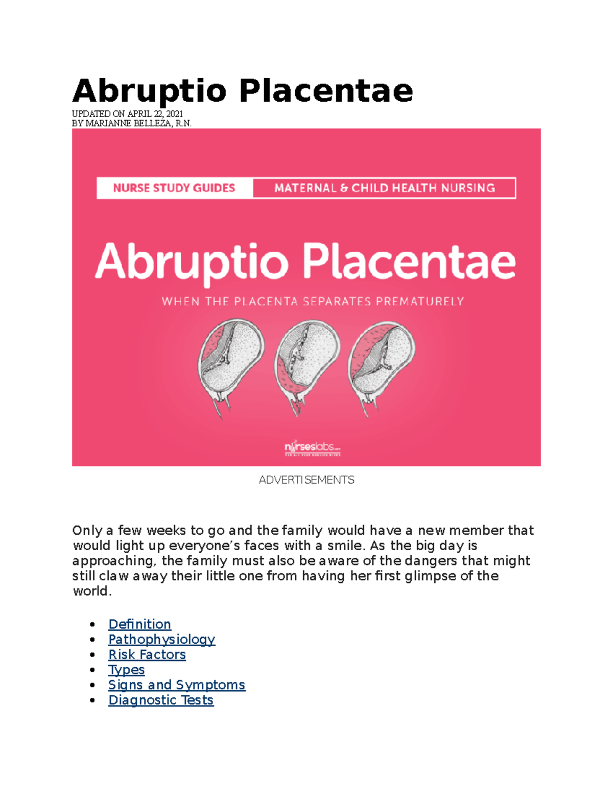 Abruptio Placentae - Abruptio Placentae UPDATED ON APRIL 22, 2021 BY ...