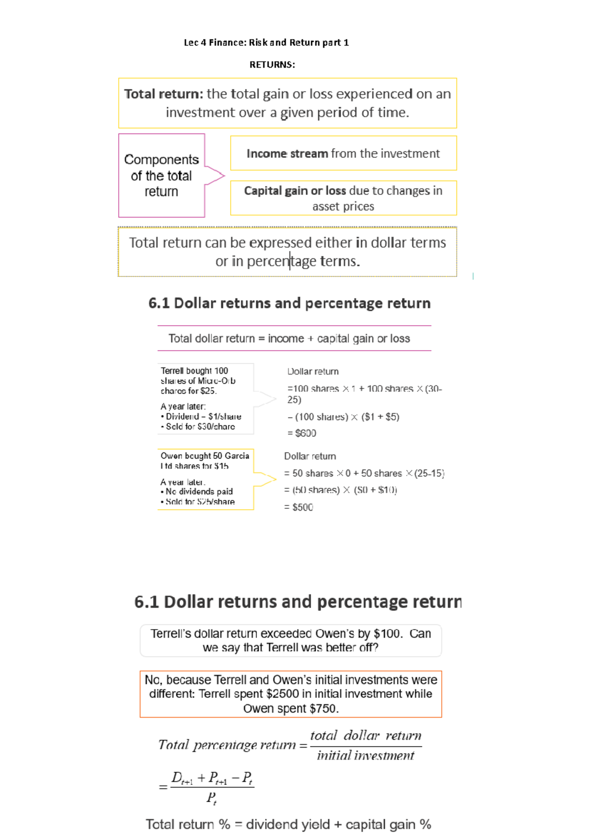 Lec 4 finance Risk and Return part 1 - MPF753 - Lec 4 Finance: Risk and ...