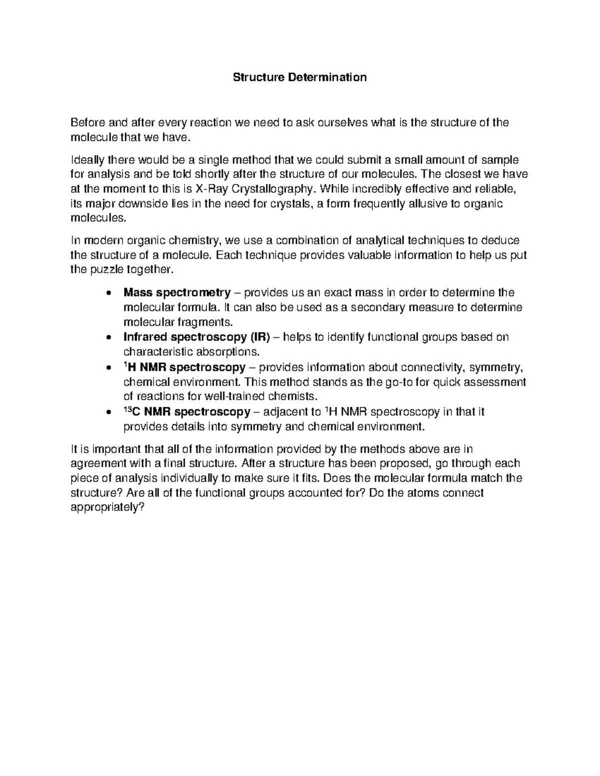 Structure Determination - Structure Determination Before and after ...