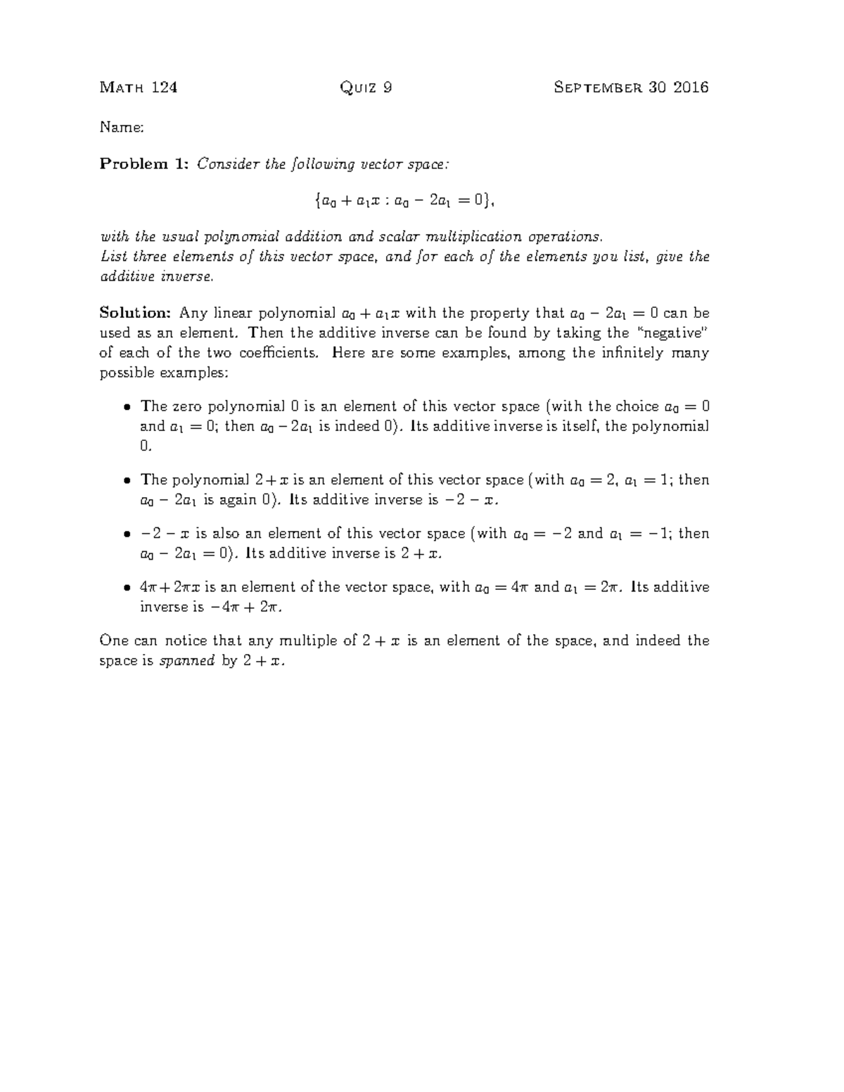 MATH124 2016-2017 Quiz 9 - Questions & Answers - Math 124 Quiz 9 ...