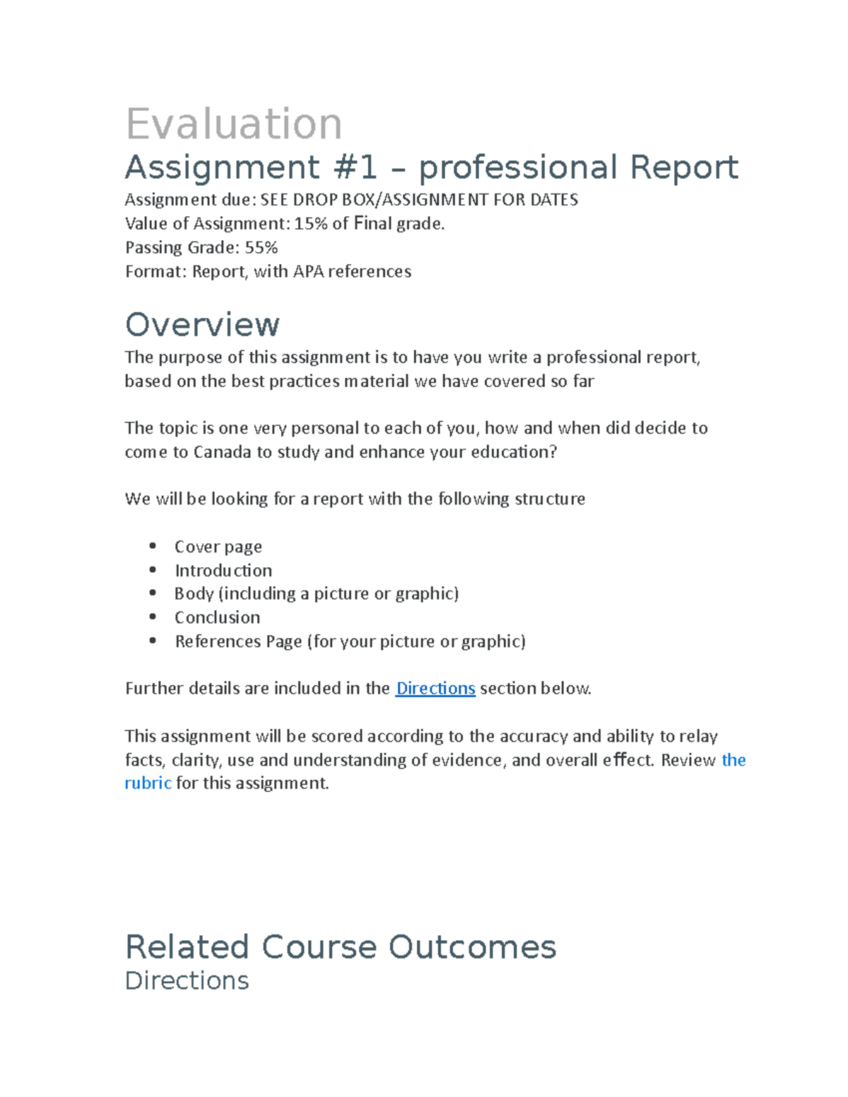 COMM8380- Assignment 1 - Evaluation Assignment #1 – professional Report ...