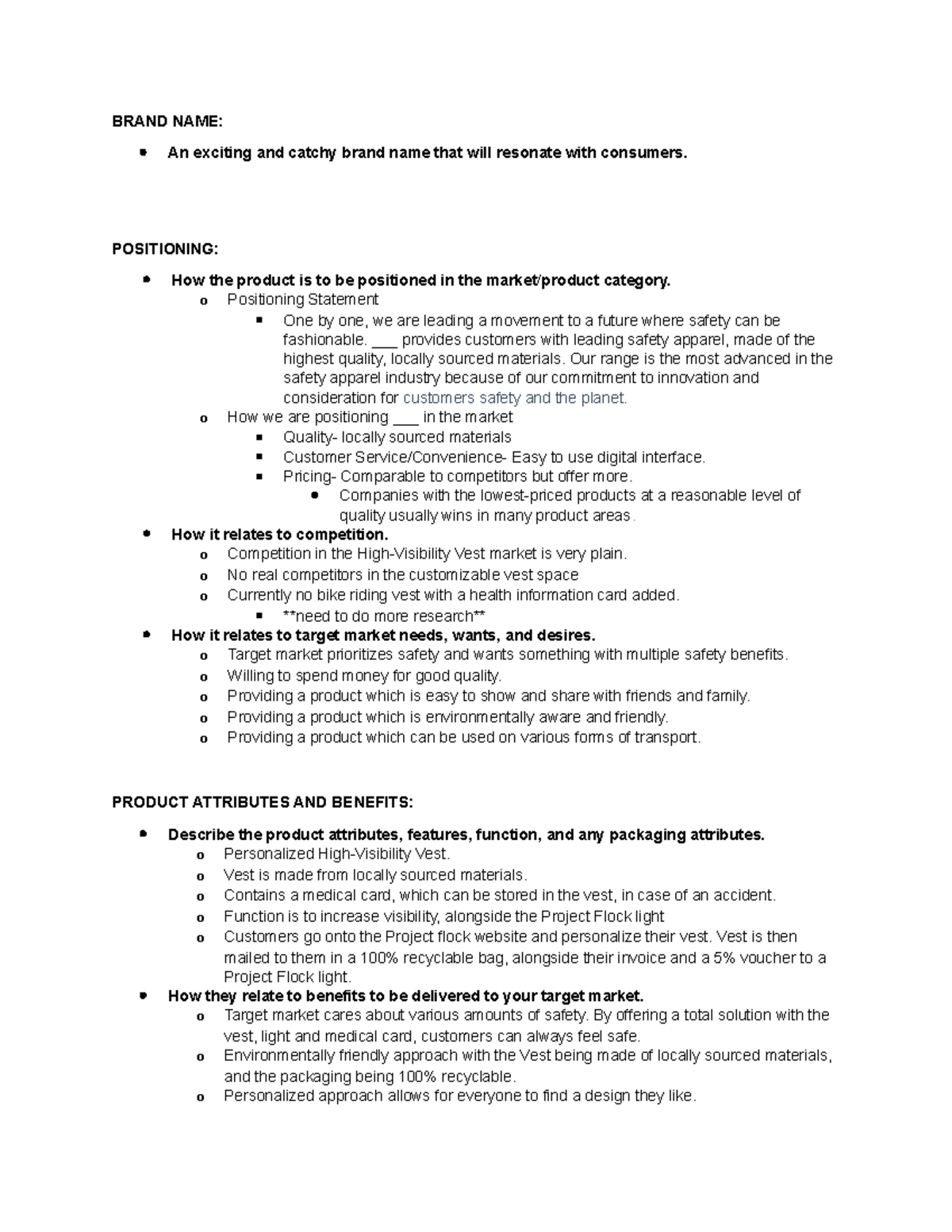 Planning for Assignment 2- Branding - Product Innocation - BRAND NAME ...