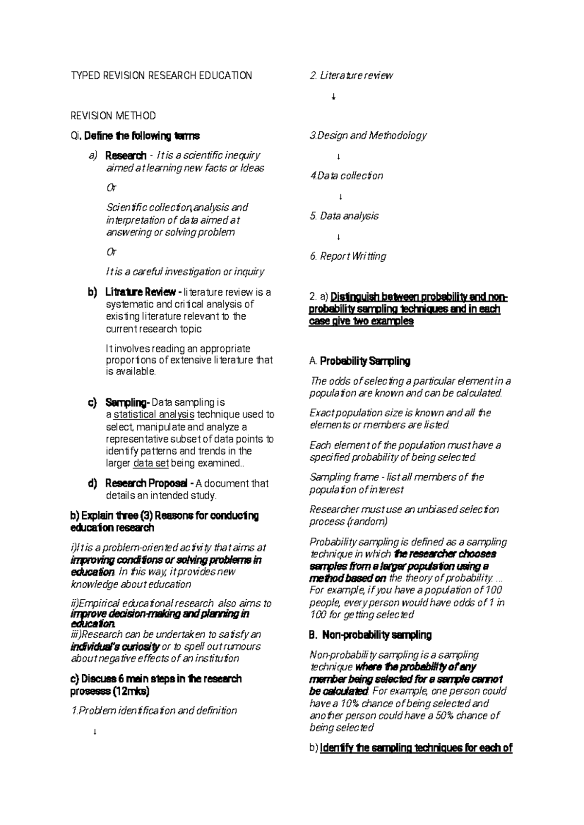 Typed Revision Research Education - TYPEDREVISIONRESEARCHEDUCATION REVISIONMETHOD Qi a) Research ...