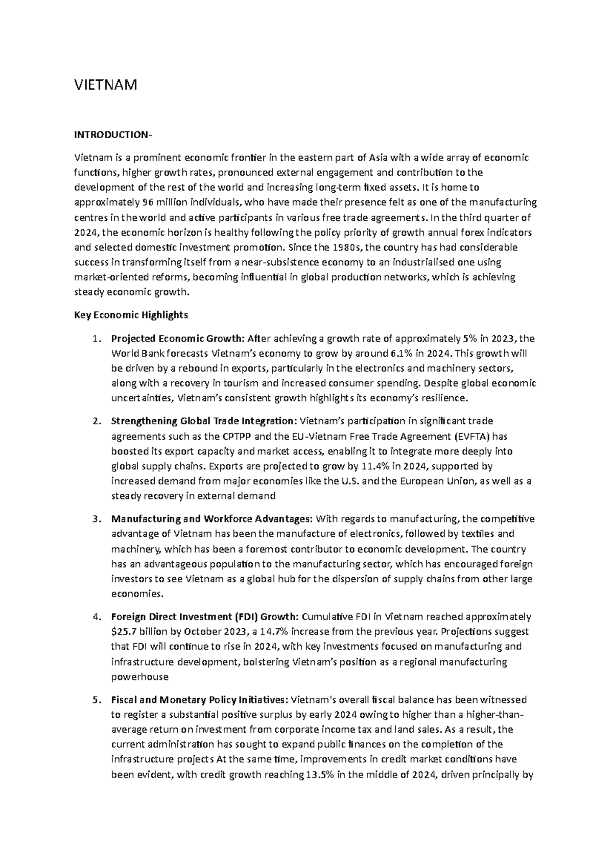 Macroeconomic analysis of Vietnam's economy - VIETNAM INTRODUCTION ...