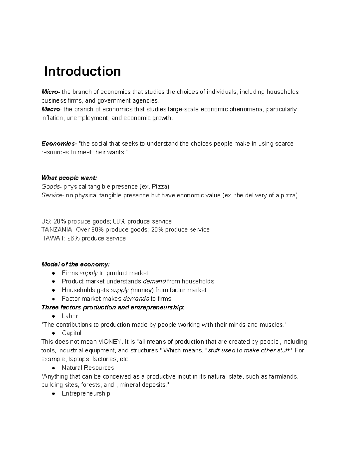 ECON 130 - Principles of Microeconomics - Introduction the branch of ...