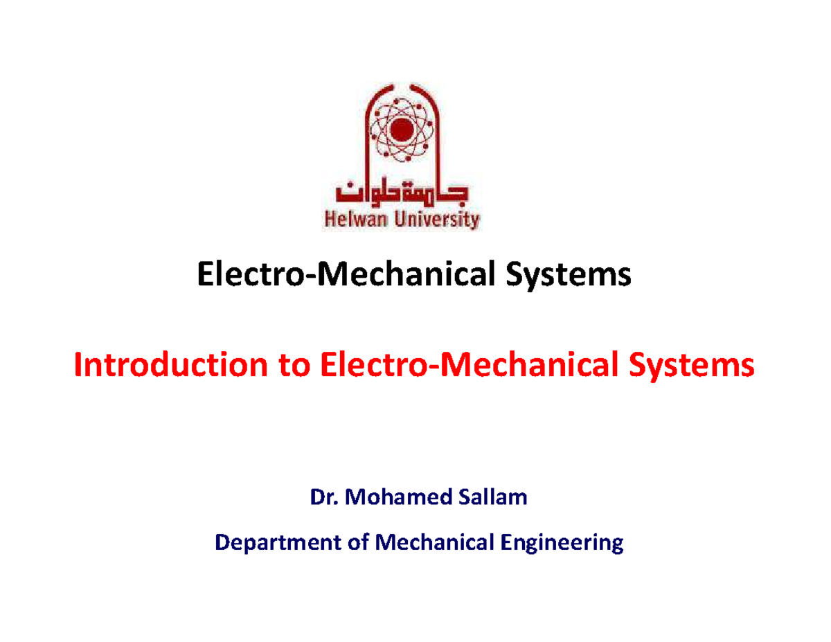 V1 final - indtroduction to electro-mechanical systems - Electro ...