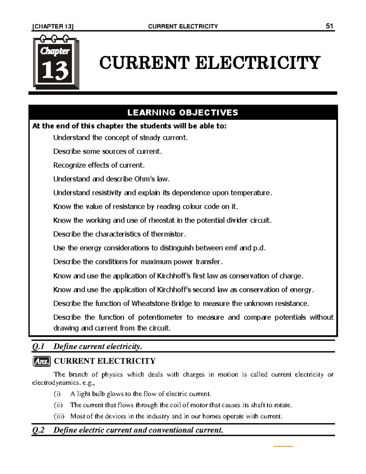 12th Class Chapter 13 Notes - CURRENT ELECTRICITY LEARNING OBJECTIVES ...