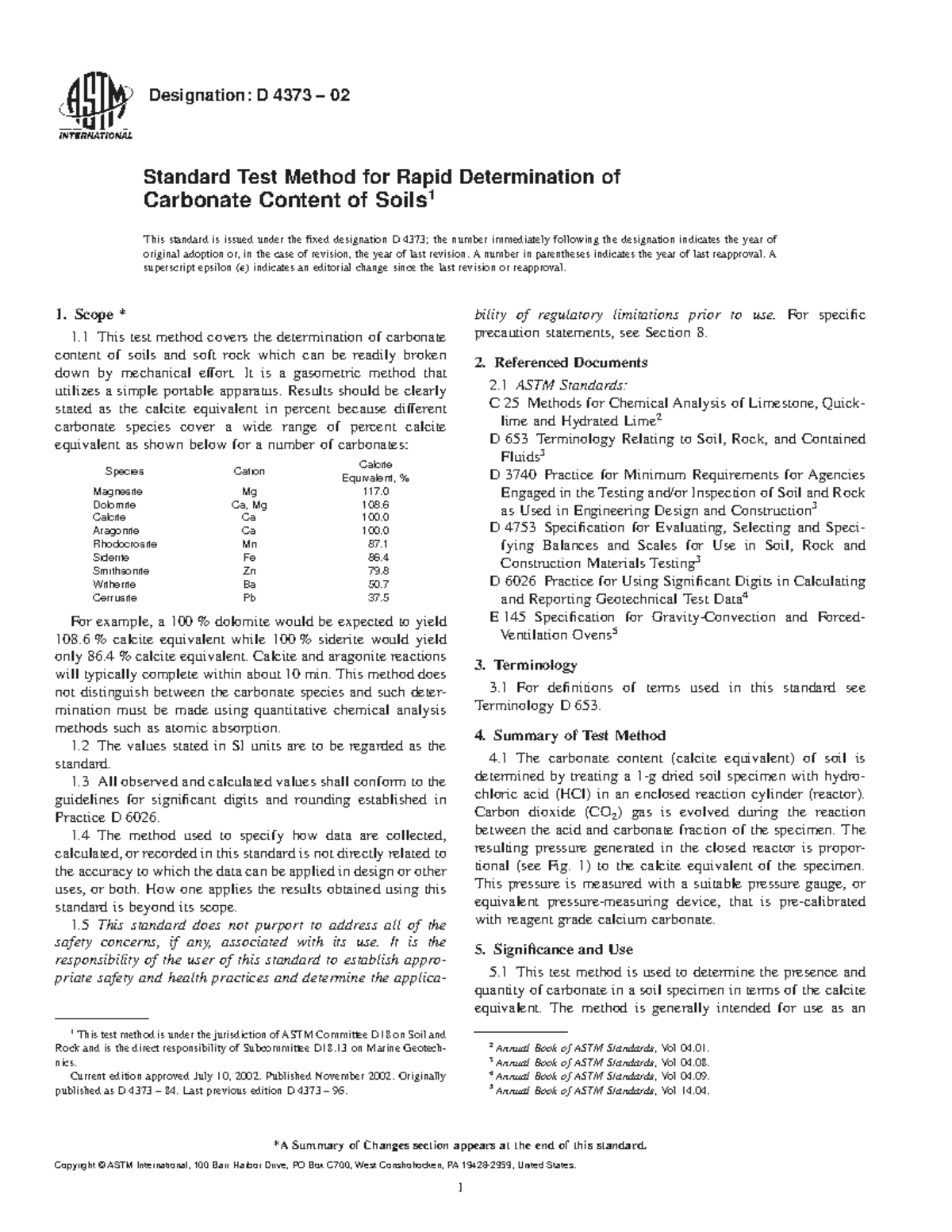 D 4373 02 - ASTM - Designation: D 4373 – 02 Standard Test Method for ...
