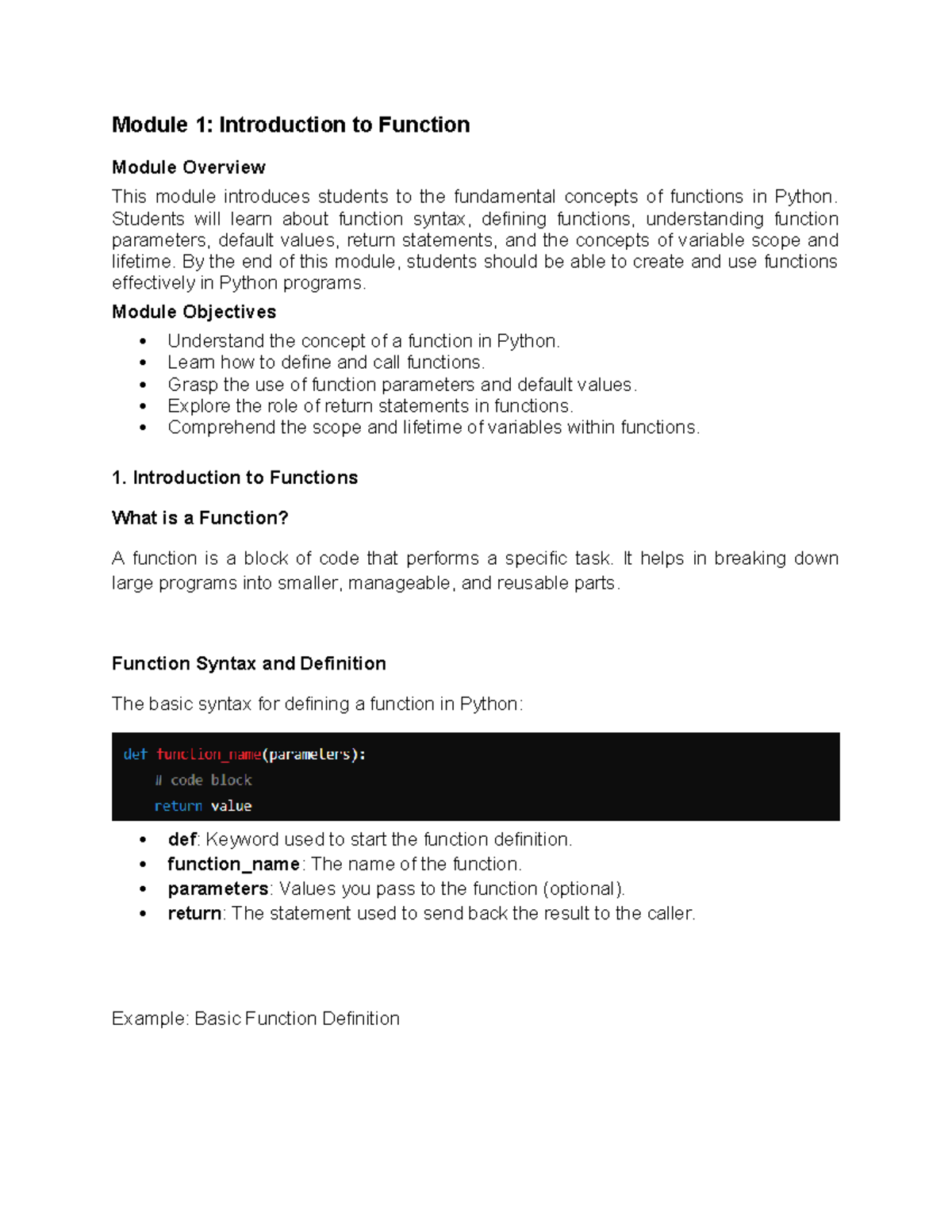 Midterm - FOP 1 - Bscs - Module 1: Introduction to Function Module Overview This module ...