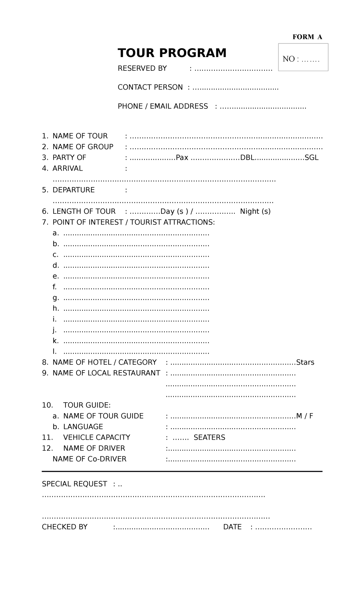 FORM TPO - Kosong - dyru - FORM A TOUR PROGRAM RESERVED BY