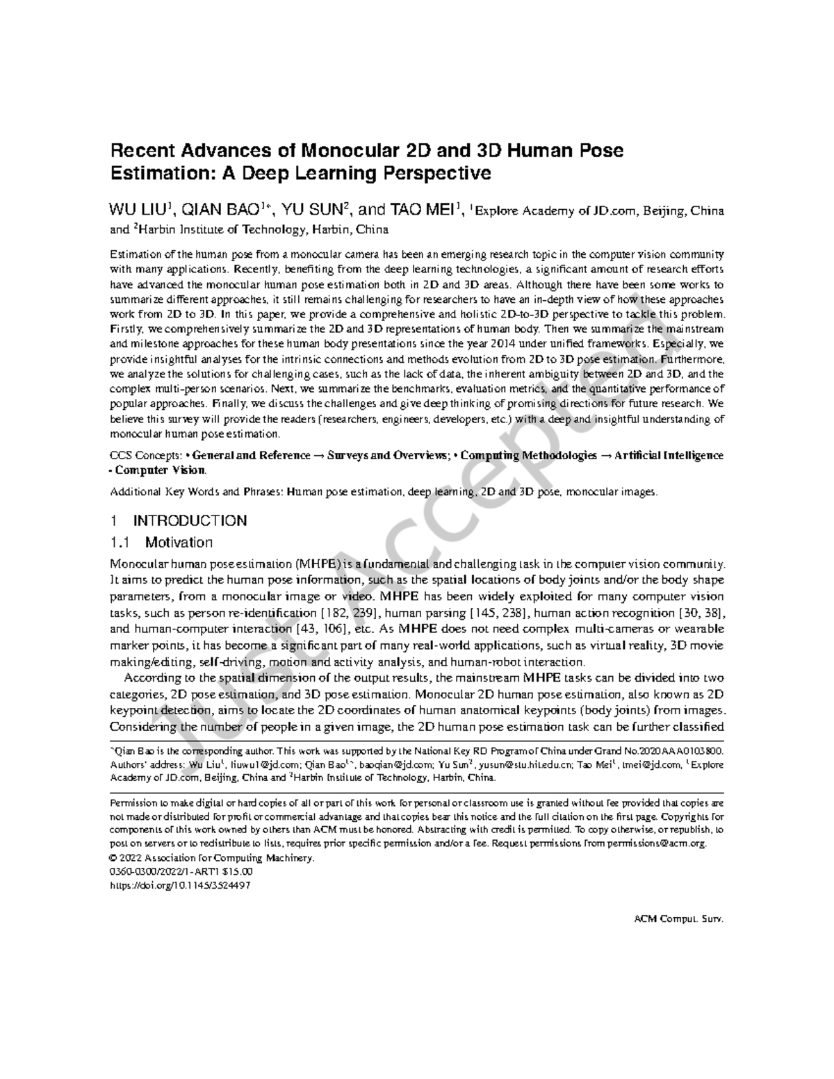 Recent Advances Of Monocular 2d And 3d Human Pose Estimation Recently Benefiting From The