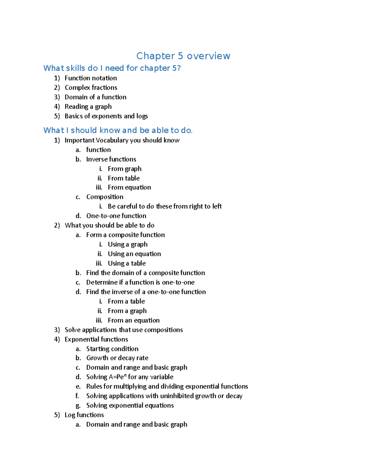 Outline for full chapter 5 - Chapter 5 overview What skills do I need ...