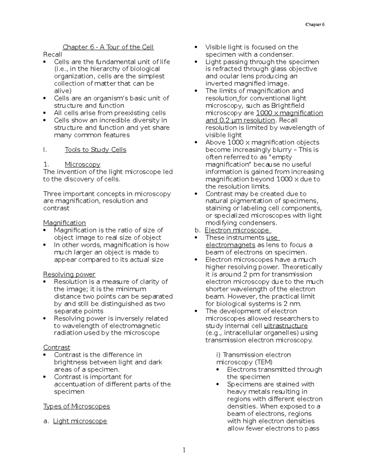 Chap 6 - The Cell - Selinger - Chapter 6 Chapter 6 - A Tour of the Cell ...