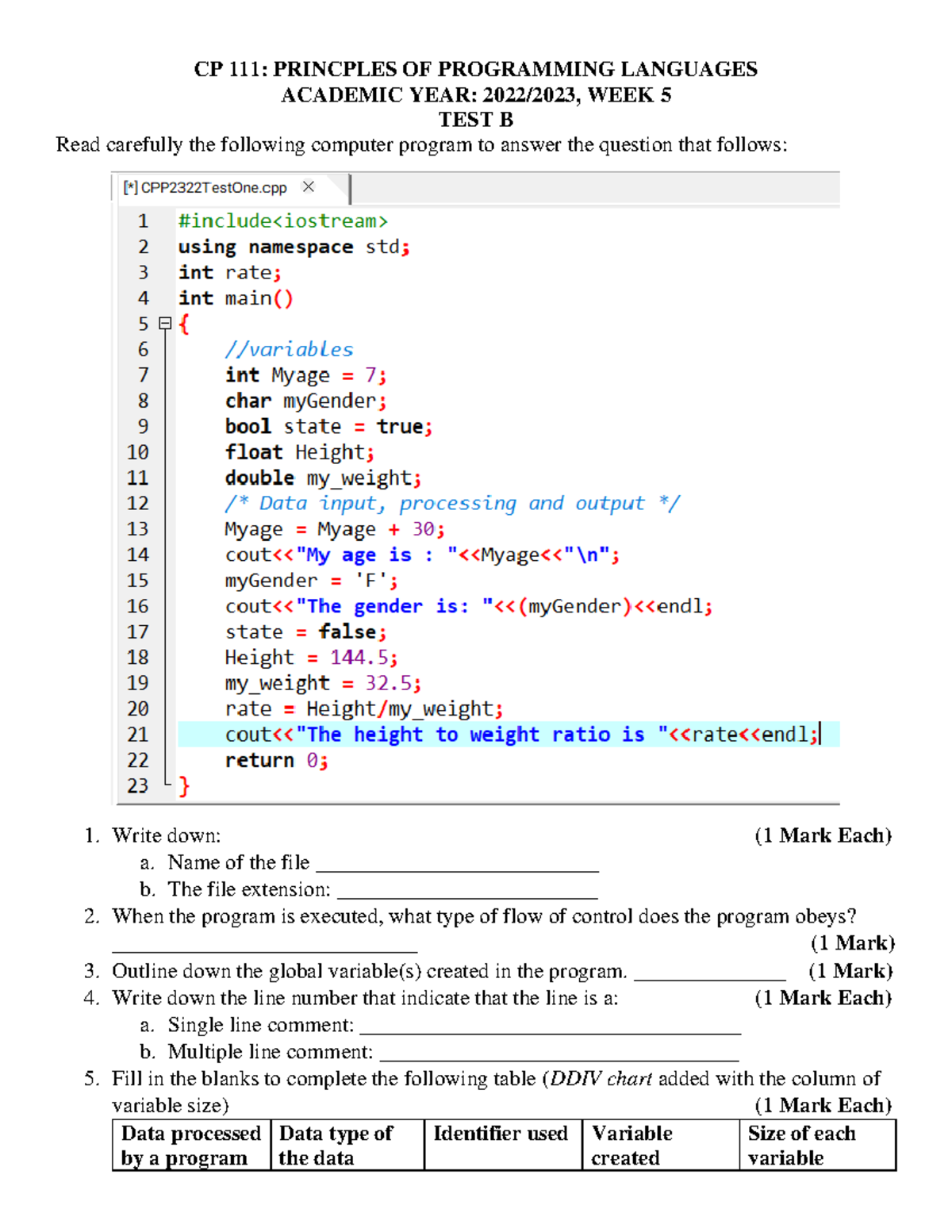 Lab Assignment 4b - study hard - CP 111: PRINCPLES OF PROGRAMMING LANGUAGES ACADEMIC YEAR: - Studocu
