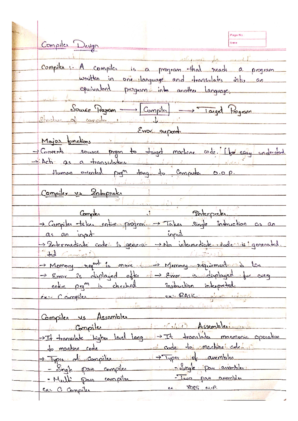 CD CH1, 2 HLF - CD CH-1,2 - Compiler Design - Studocu