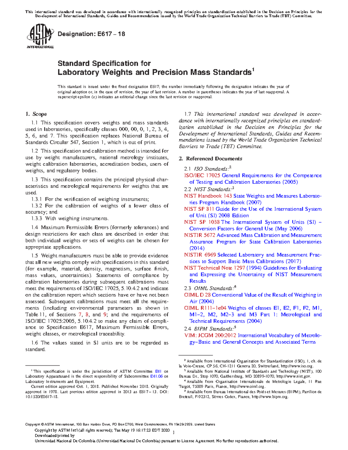 ASTM E617-18 Laboratory Weights and Precision Mass Standards - Designation: E617 − 18 Standard ...