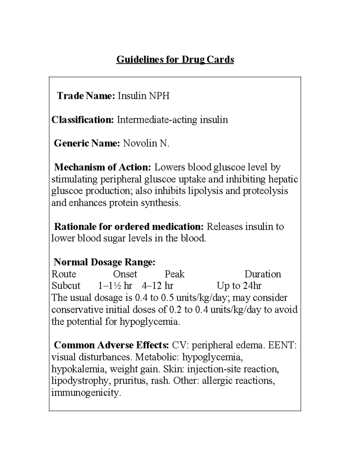 Novolin N - drug cards - Guidelines for Drug Cards Trade Name: Insulin ...