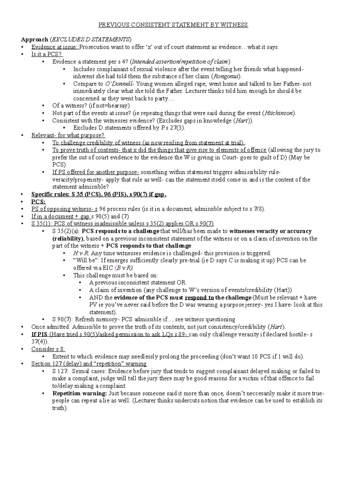 Previous consistent statements - PREVIOUS CONSISTENT STATEMENT BY ...