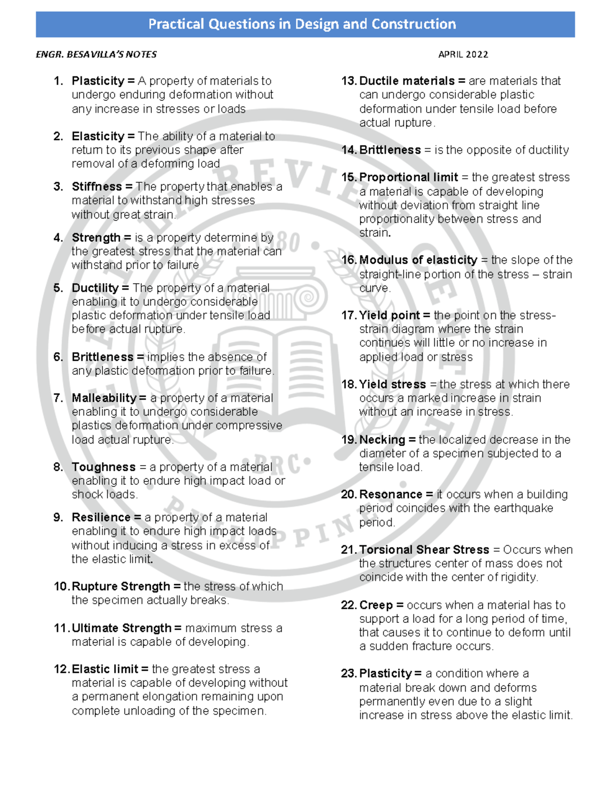 Practical Questions in Design and Construction - April 2022 - Practical ...