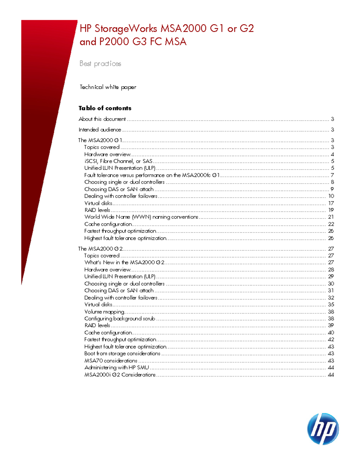 MSA2000 G1 G2 G3White Paper - HP StorageWorks MSA2000 G1 or G and P2000 ...