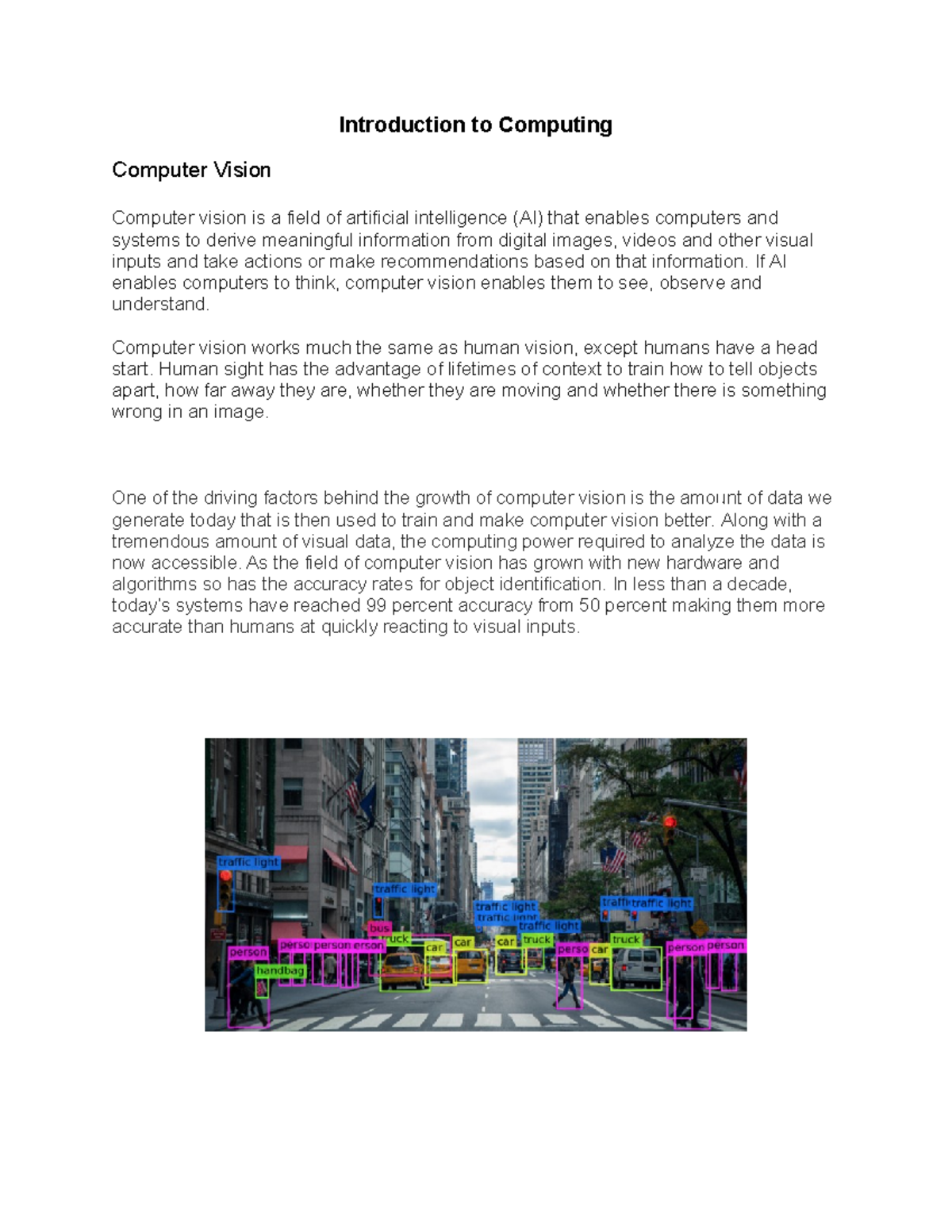 Intro in Computing - Introduction to Computing Computer Vision Computer ...