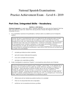 2019 National Spanish Examinations - Achievement - Level 2 - National ...