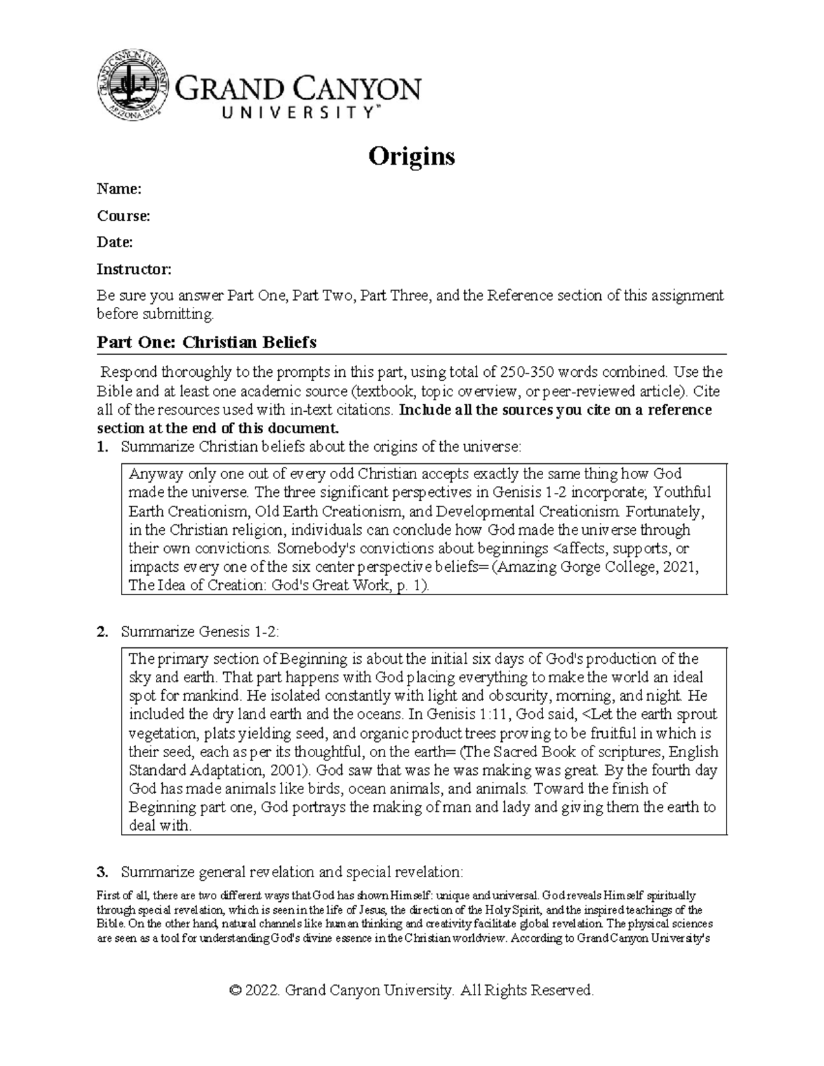 CWV101-301 Orgins-Online - Origins Name: Course: Date: Instructor: Be ...