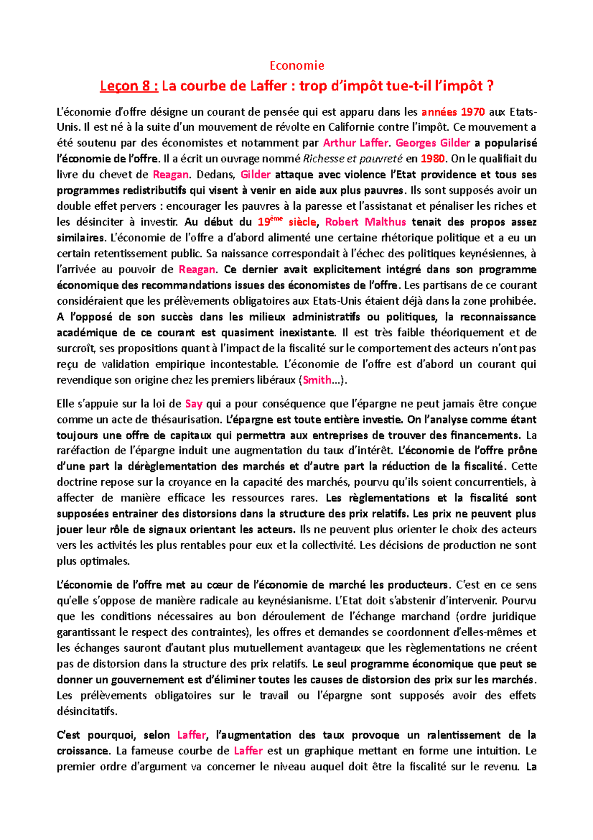 Lecon 9 La courbe de Laffer trop d’impôt tue-t-il l’impôt - Economie ...