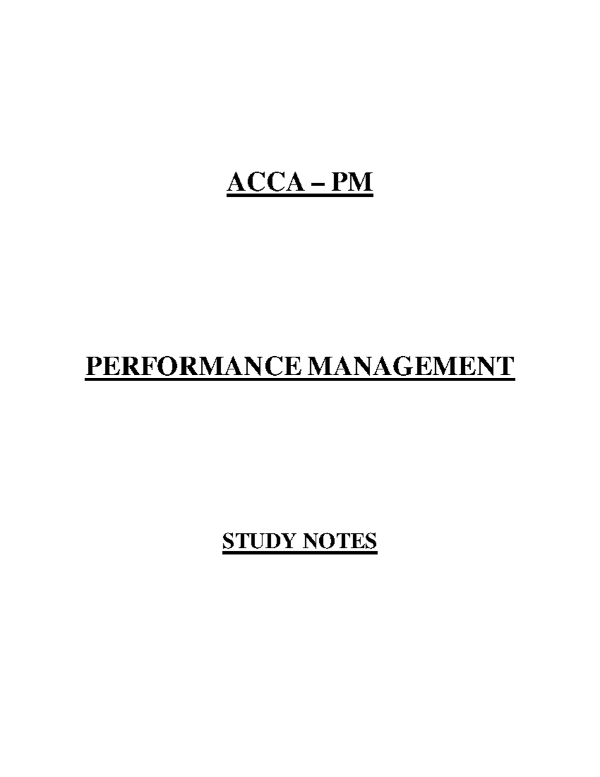 5. Performance Management - ACCA – PM PERFORMANCE MANAGEMENT STUDY ...