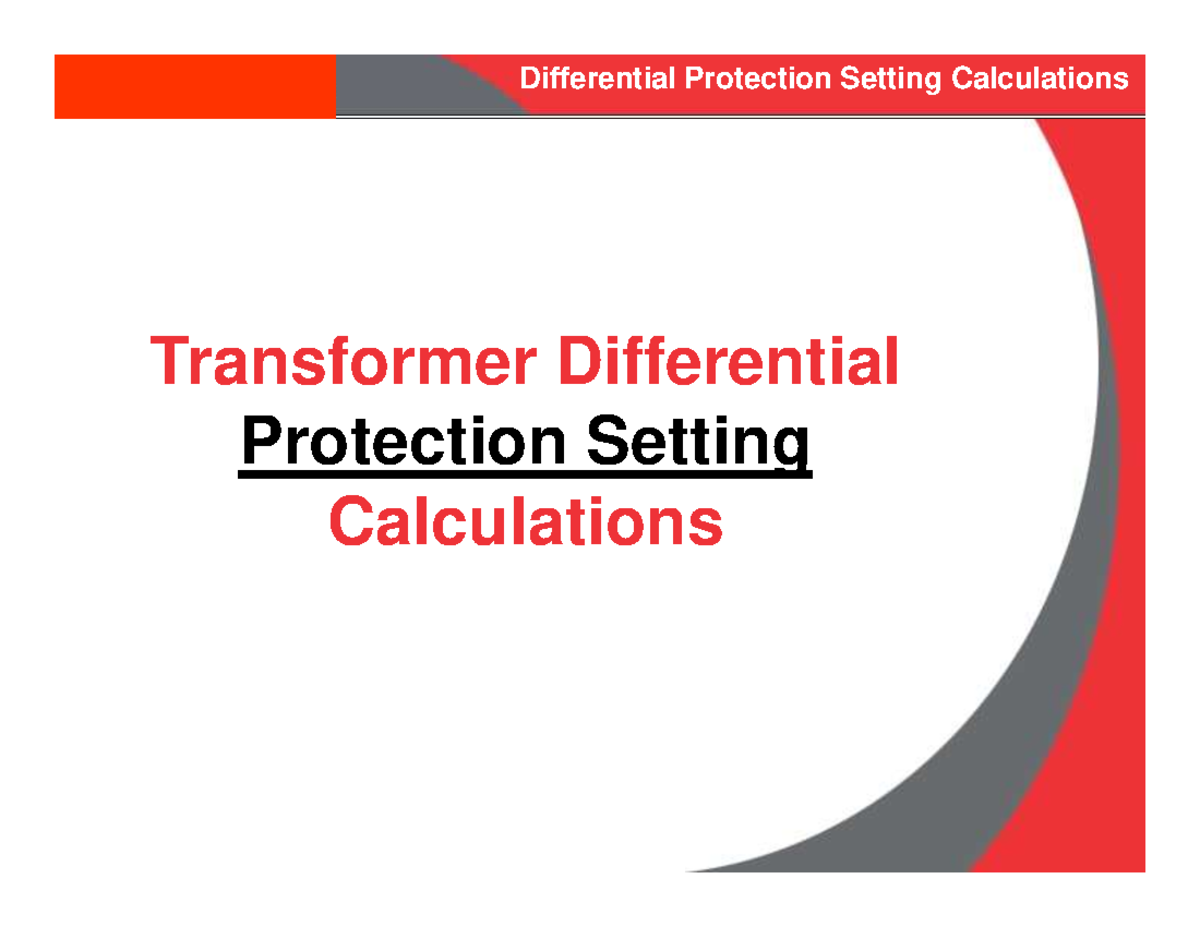 Transformer Differential Protection Setting Calculation - Transformer ...